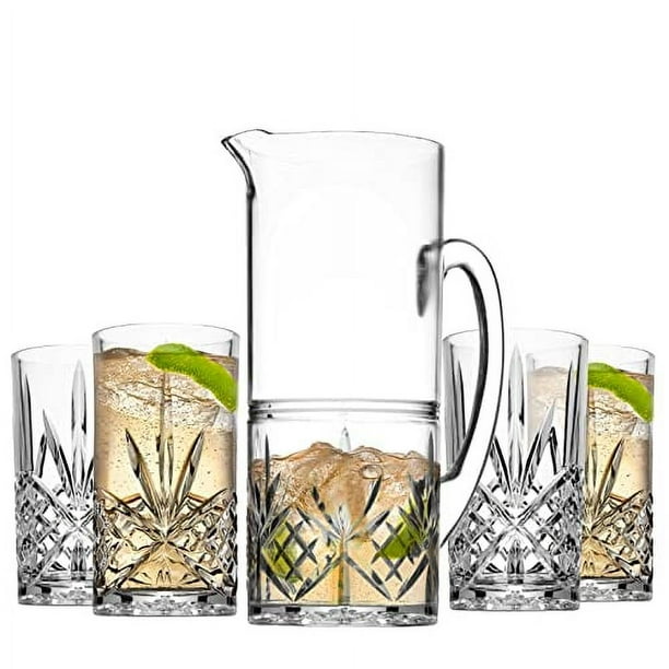 godinger Pitcher and Highball Drinking glasses Set, Acrylic ...