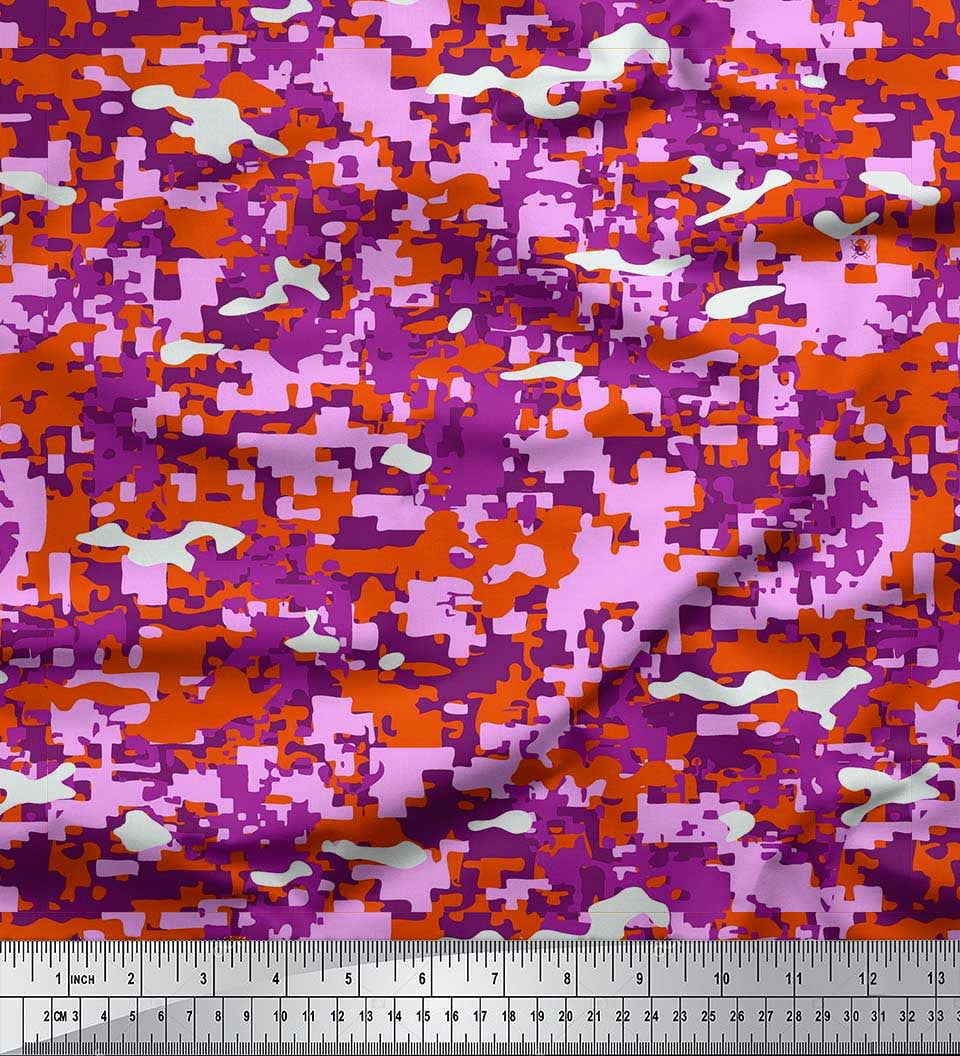 Soimoi Modal Satin Fabric Two Tone Camouflage Printed Craft Fabric by ...