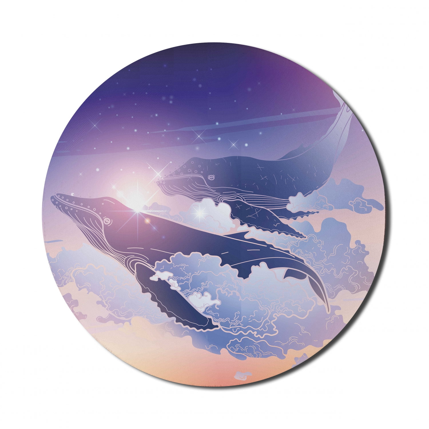 Whale Mouse Pad for Computers, Whales Flying Dreamy Night Sky with ...