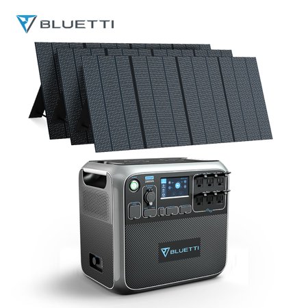 Bluetti Portable Power Station AC200P, With 3Pcs 350W Solar Panel, 2000Wh Solar Generator, 2000W ...