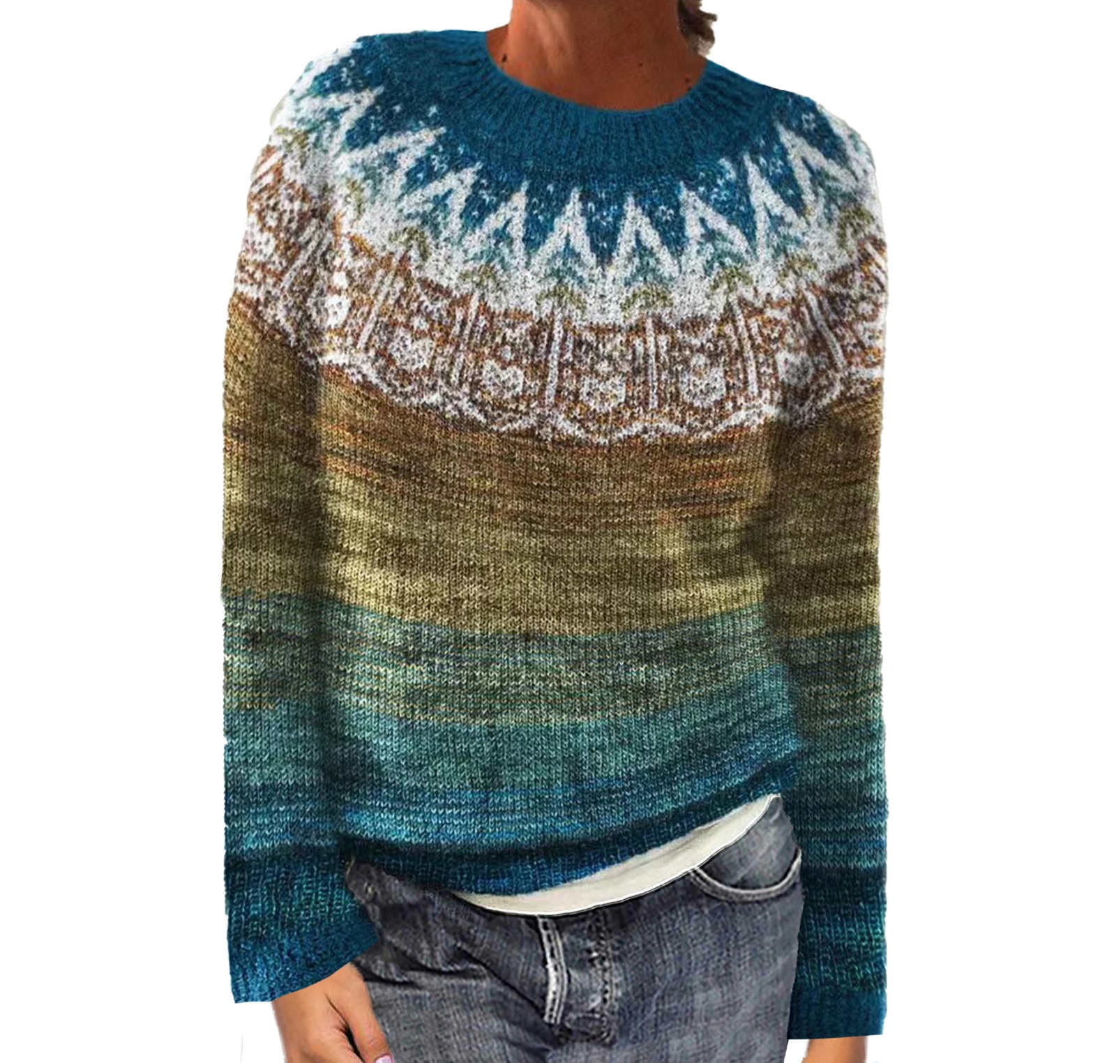 Wiyuqeen Fair Isle Sweaters for Women Crew Neck Color Block Sweaters ...