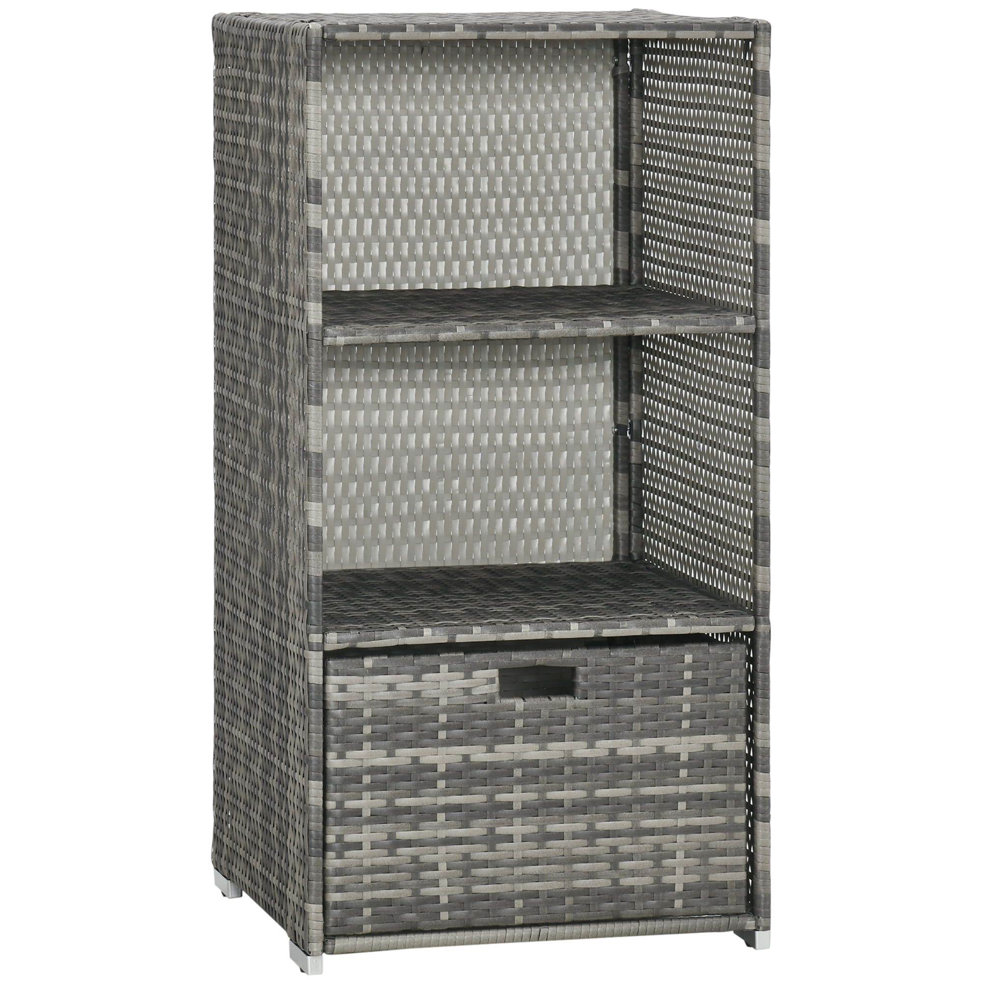 Outsunny Outdoor Storage Cabinet, Patio Storage Box Rack Rattan Wicker ...