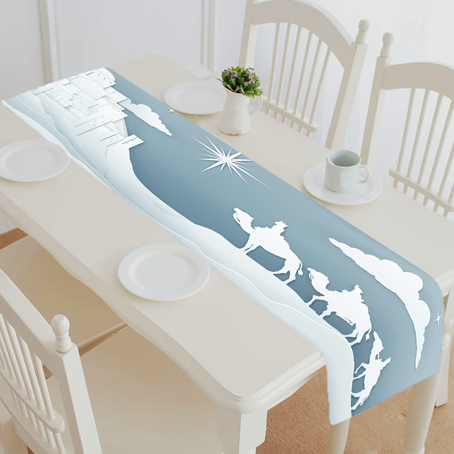 ABPHQTO Christmas Nativity Scene Of Three Wise Men Table Runner ...