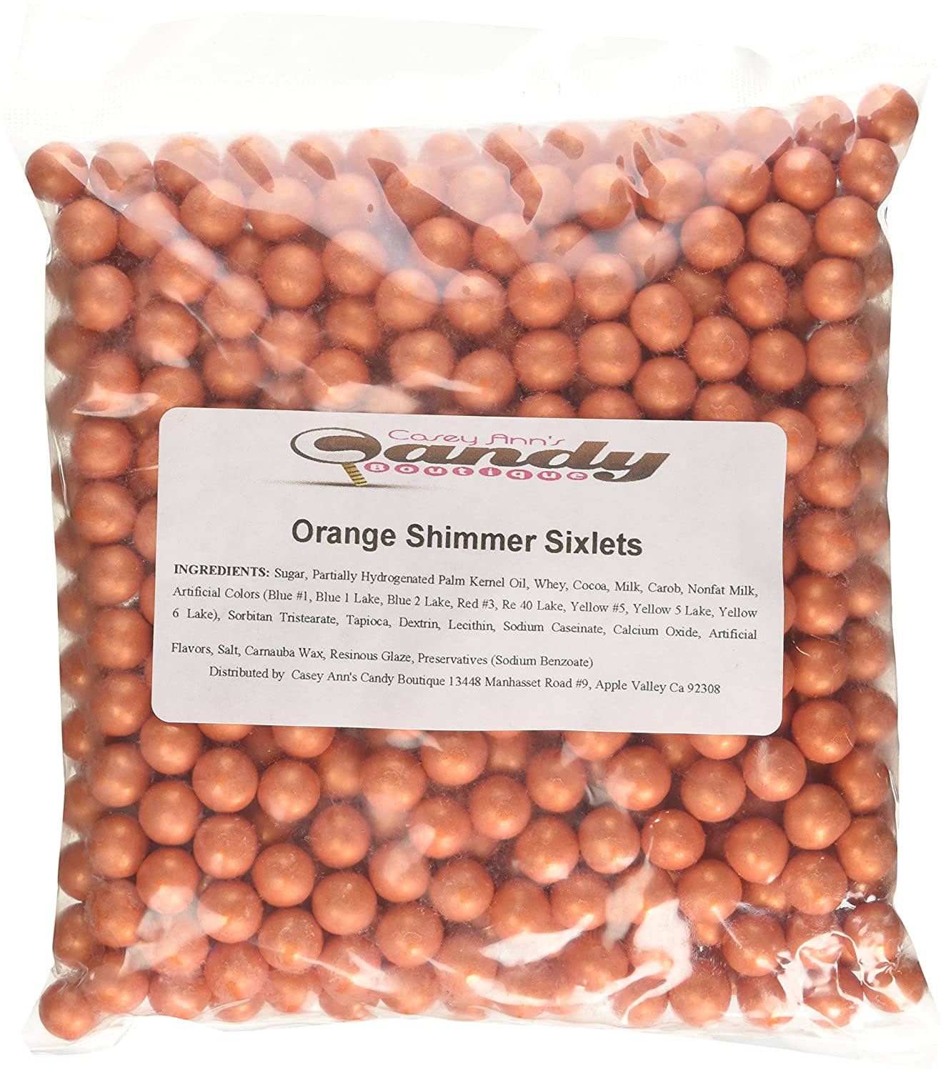 Sixlets Orange Shimmer Sixlets Candy, Kosher Chocolate Coating, 1LB Bag ...
