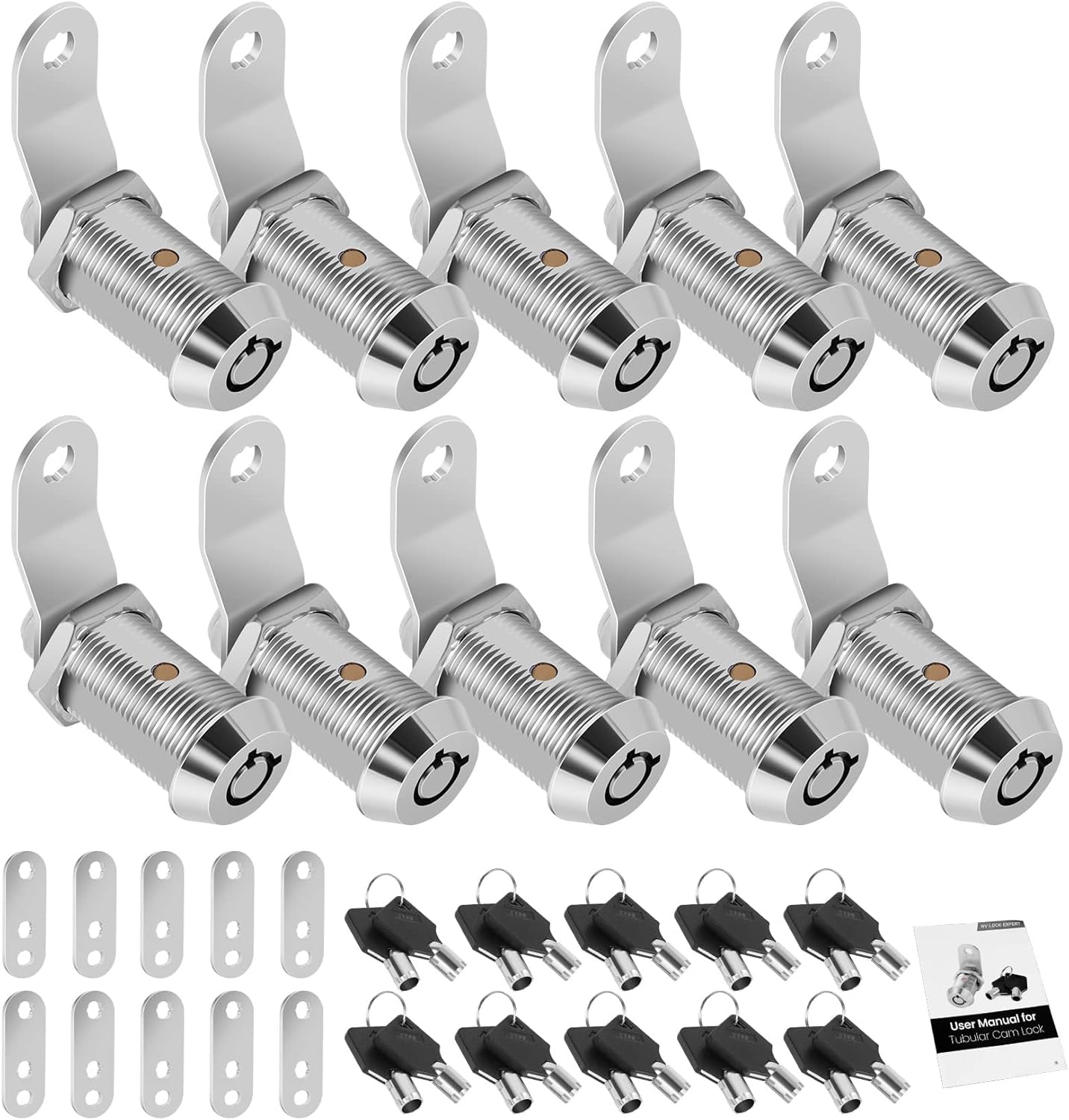 10 Pack Cabinet Lock with Keys 1-1/8" RV Storage Lock Keyed Alike RV ...