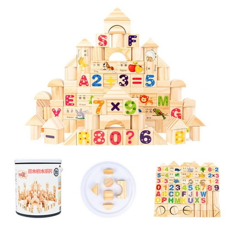 Barreled Wooden Block 4 Types Choose Chinese Characters Alphabet Fruit ...