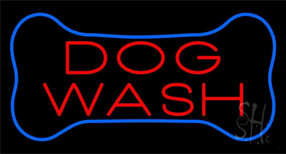 Dog Wash Block LED Neon Sign 20" Tall x 37" Wide - inches Black Square ...
