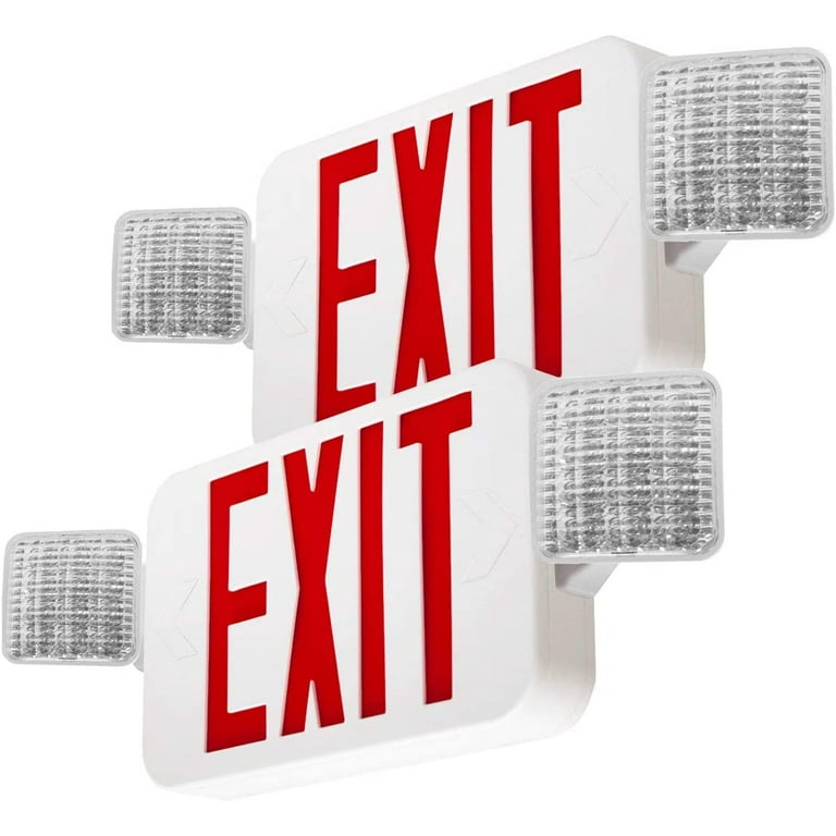 All Led Red Exit Sign Emergency Light Combo With Battery Backup ...
