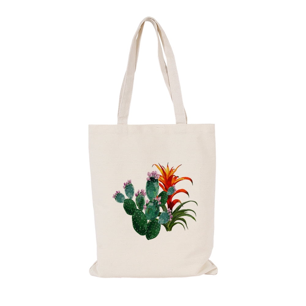 Cactus Pattern Tote Bag For Women | Cute Cotton Tote Bag | Canvas Tote ...