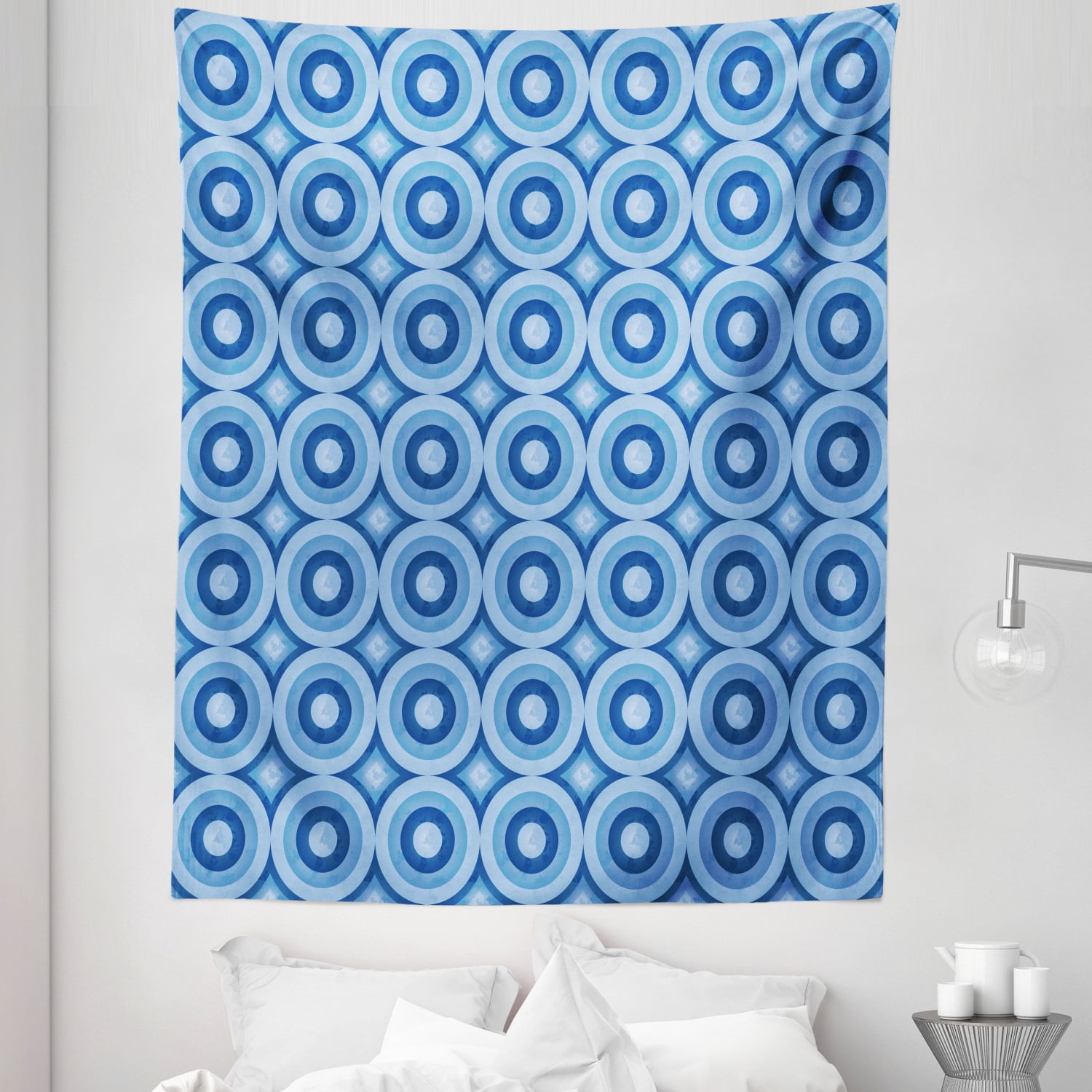 Blue Tapestry, Retro Pattern with Grunge Look Classical Revival Tile ...