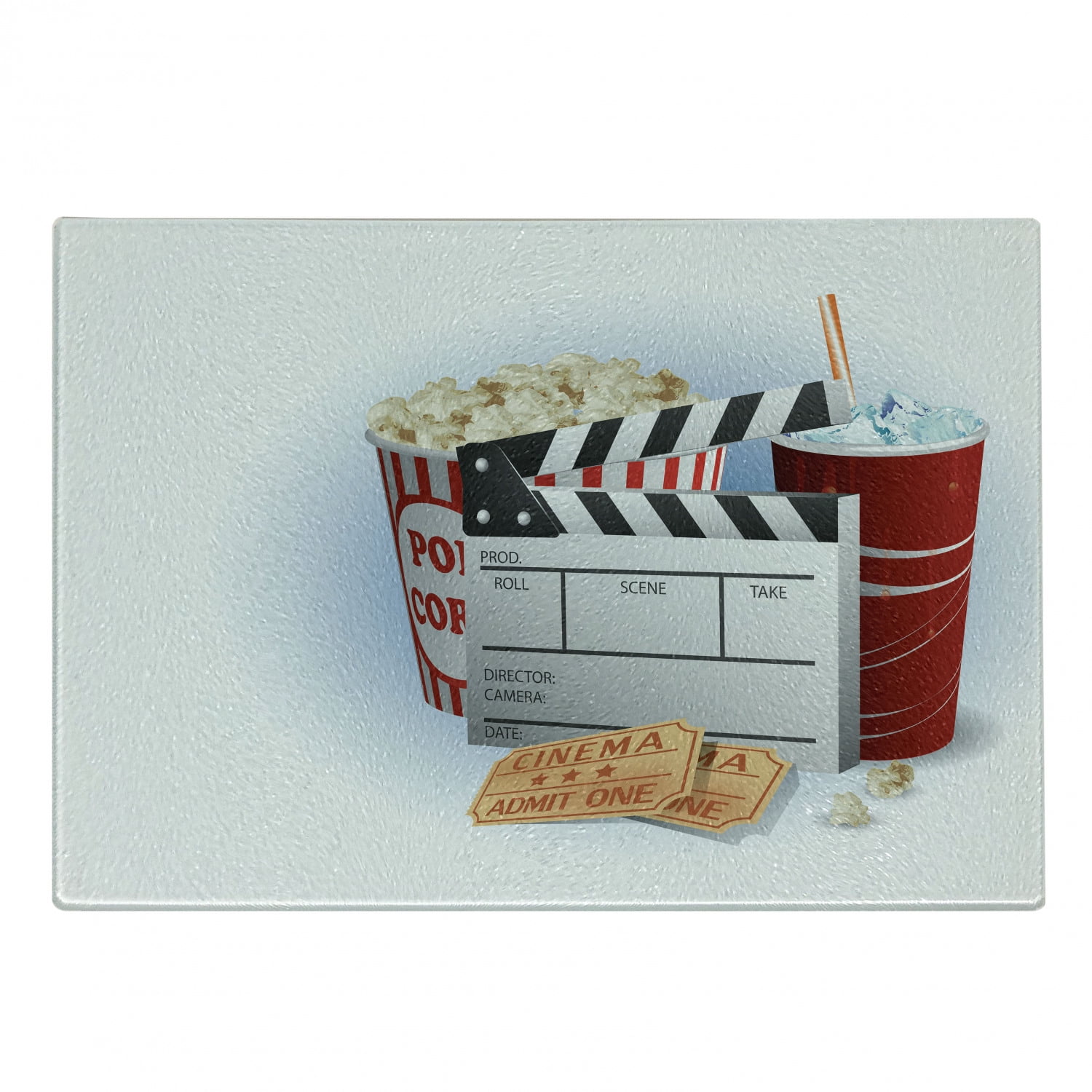 Movie Theater Cutting Board, Soda Tickets Fresh Popcorn and Clapper ...