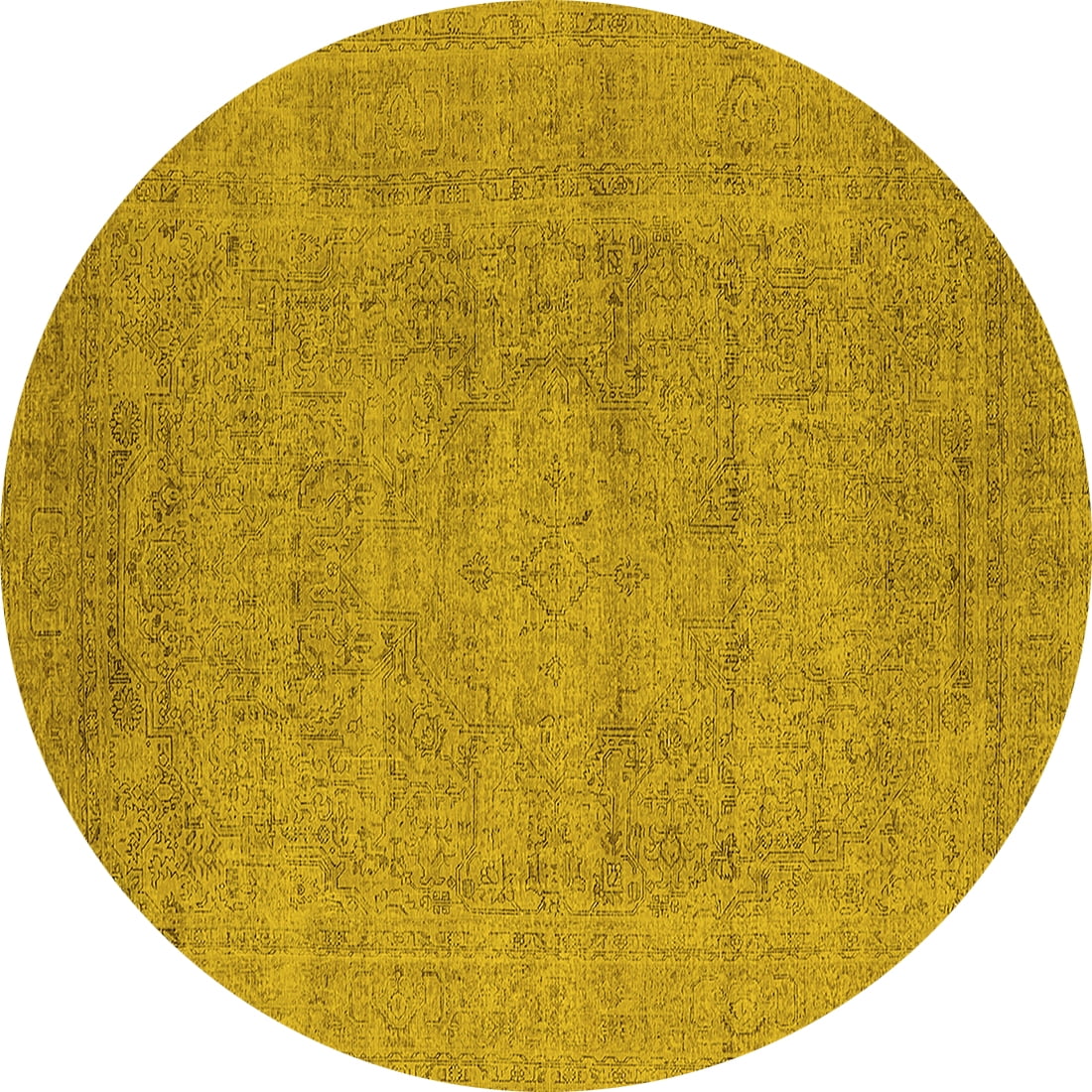 Ahgly Company Indoor Round Oriental Yellow Industrial Area Rugs, 4 ...