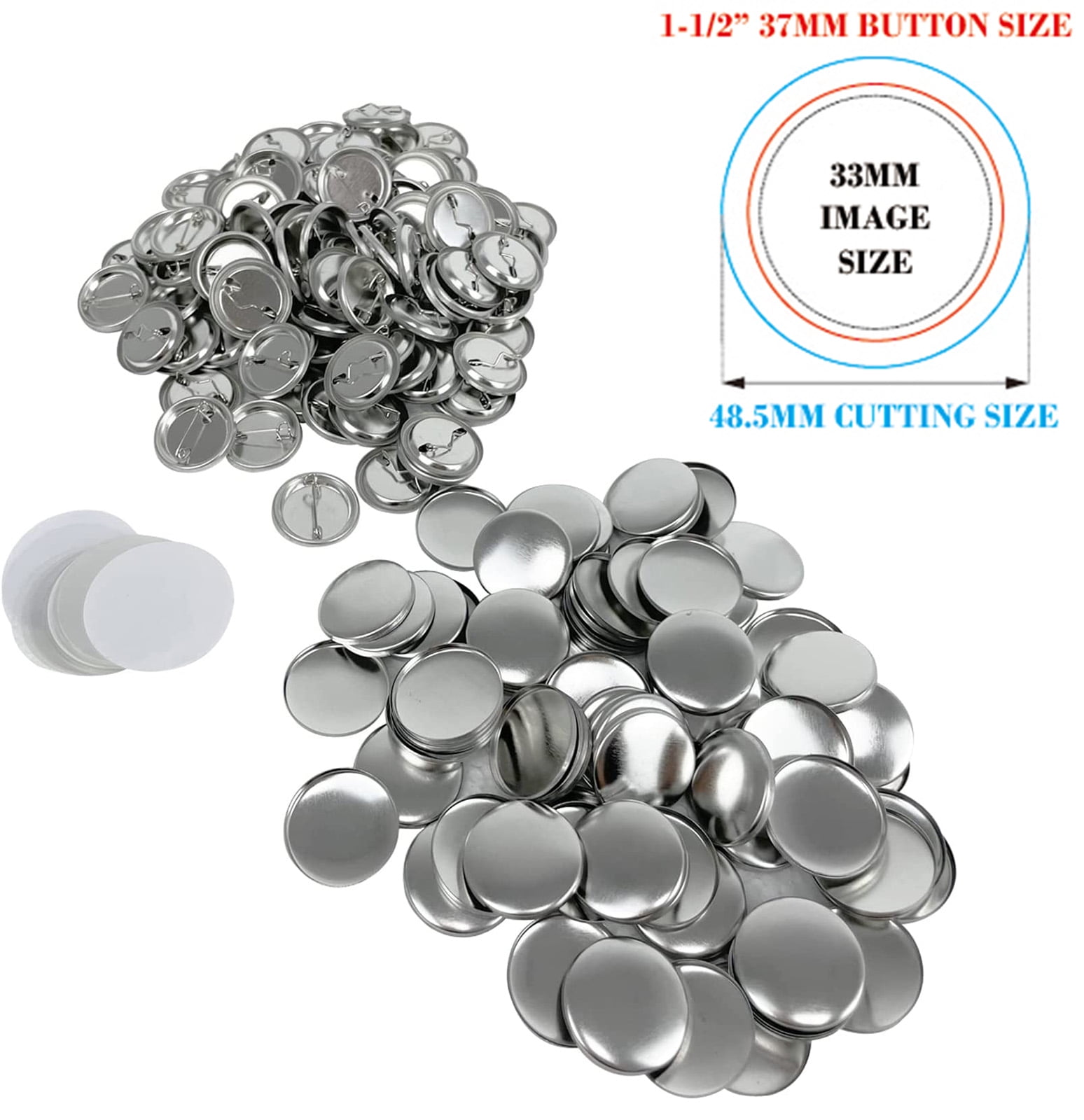 Techtongda 1.4" 37mm Pin Back Button Parts Round Button Parts Metal ...