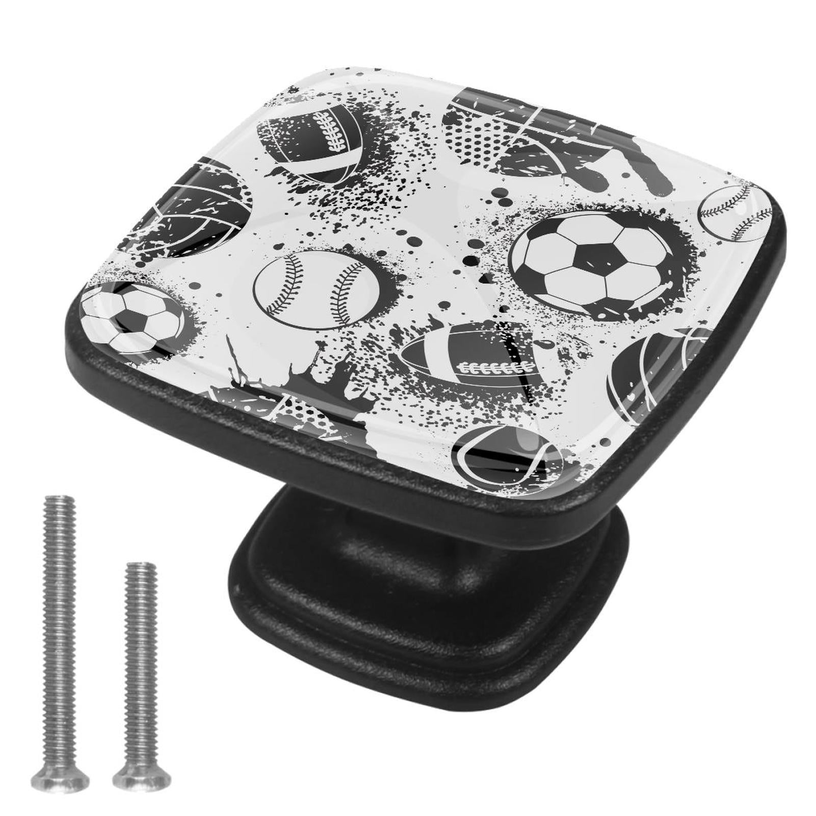 4 Pcs Cabinet Handle Drawer Pulls Football Knobs with Screws Square ...