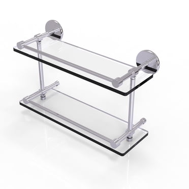 Que New 16" Double Glass Shelf with Gallery Rail - Walmart.com