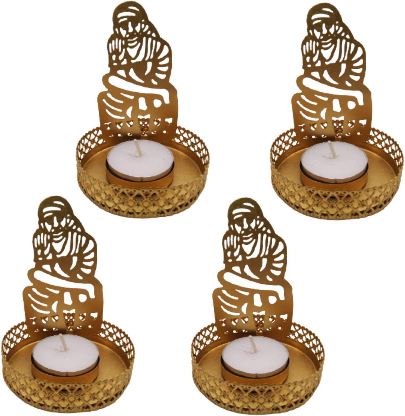 India Meets India Brass Tealight Candle Holder, Tea Light Holder with ...