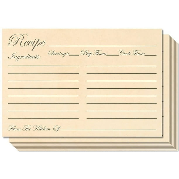 60-Pack Juvale Recipe Cards Double Sided, Bulk Pack Thick Vintage Index ...