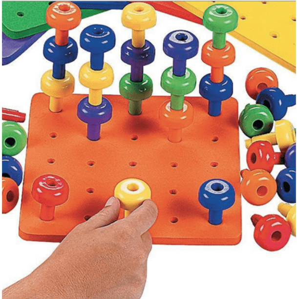 Stack It High! Pegs and Foam Peg Board - Toys - 186 Pieces - Walmart.com