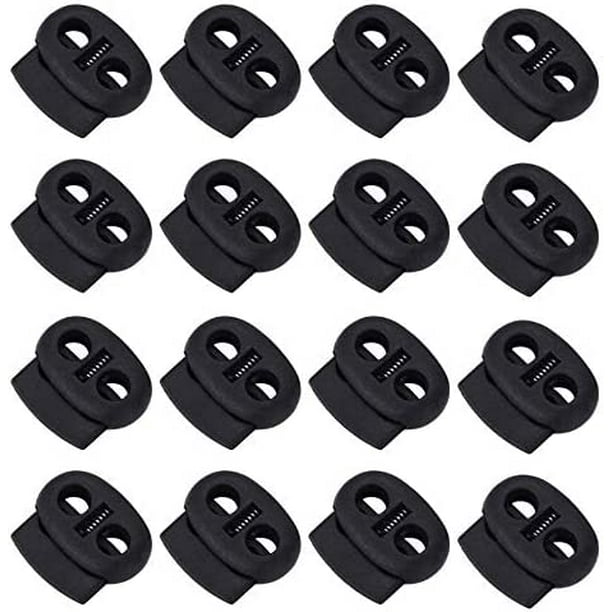 50 PCS Plastic Spring Cord Locks Black Dual Hole Toggle Stoppers ...