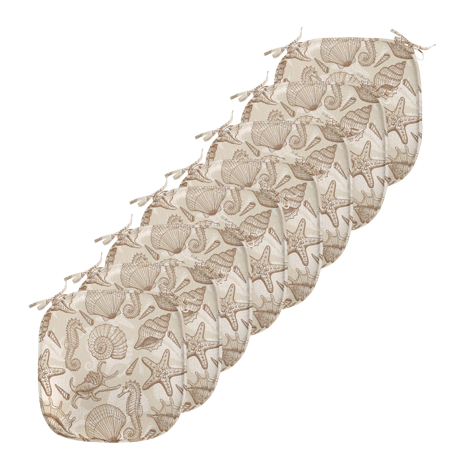 Beige Chair Seating Cushion, Exotic Marine Animals in Retro Style ...