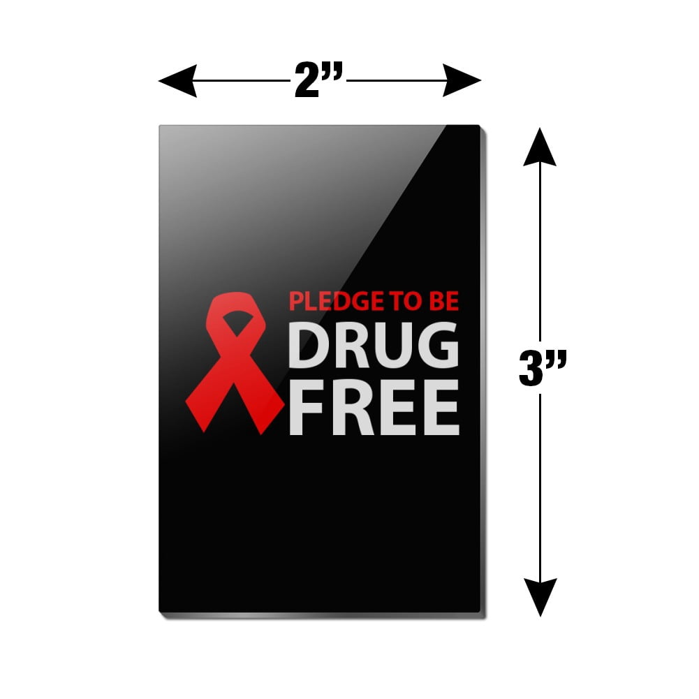 Red Ribbon Drug Free Pledge Rectangle Acrylic Fridge Refrigerator ...