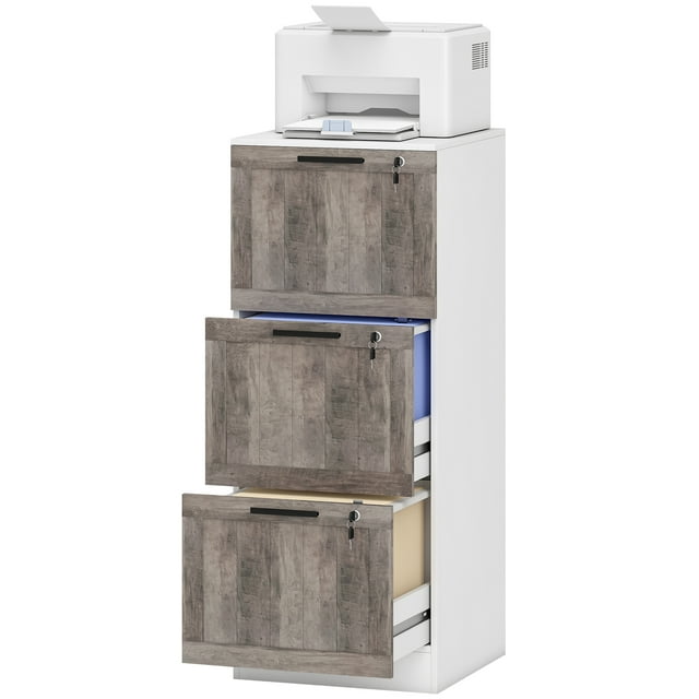 CoSoTower 3 Drawer Filing Cabinet, Farmhouse File Cabinet with Lock ...