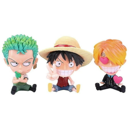 SEBNEEI,3pcs Anime One Piece Zoro Luffy Sanji Figure Toy Model ...