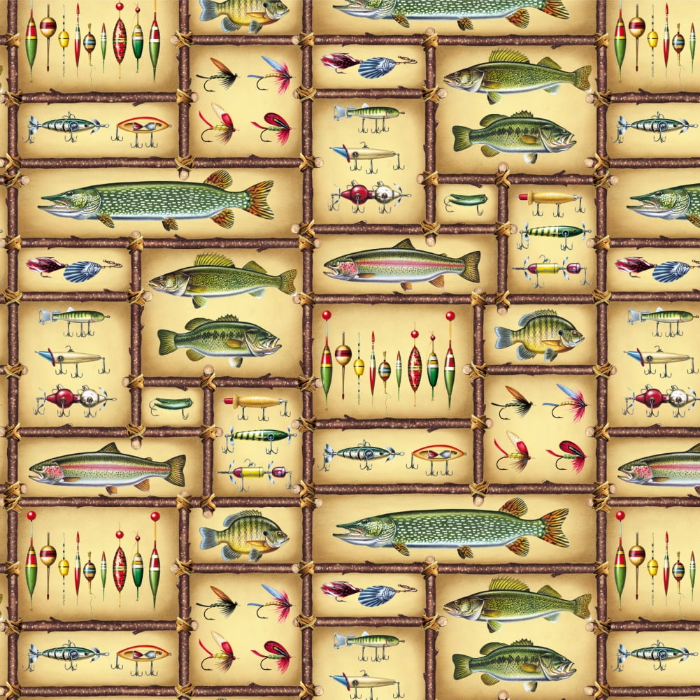 Colorful Fish and Fishing Lures Premium Roll Gift Wrap Wrapping Paper ...