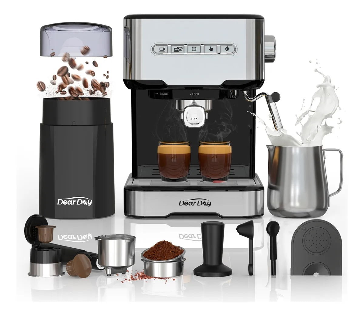 DEAR DAY Cafetera Espresso 20BAR DEAR-006 Equipada con Molino de Café ...