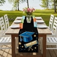 Blue Graduation Cap Burlap Cotton Table Runner 13x70 Inches Long ...