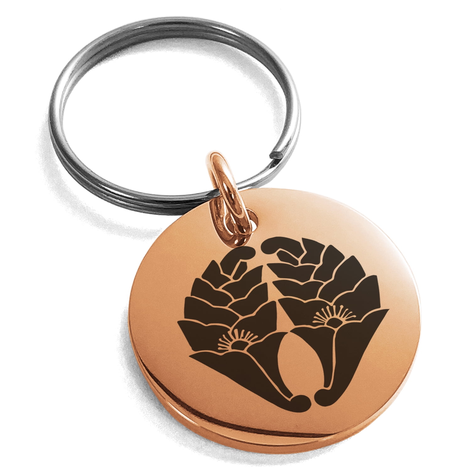 Stainless Steel Nabeshima Samurai Crest Engraved Small Medallion Circle ...