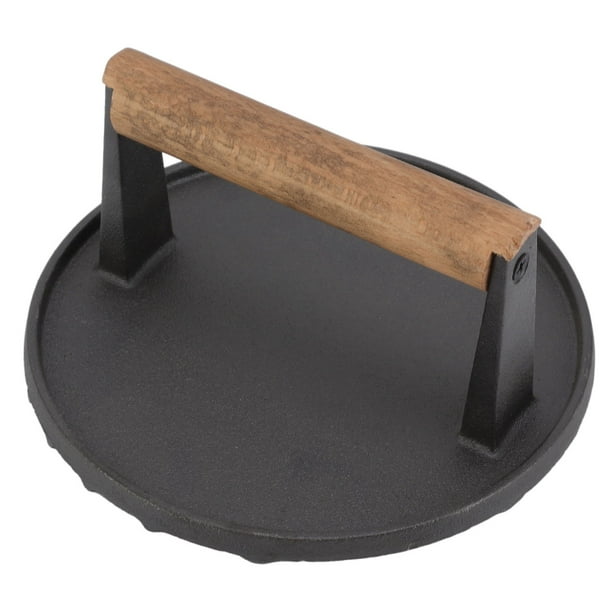 Prensa para carne, prensa para parrilla de hierro fundido, prensa para hamburguesas con mango ...