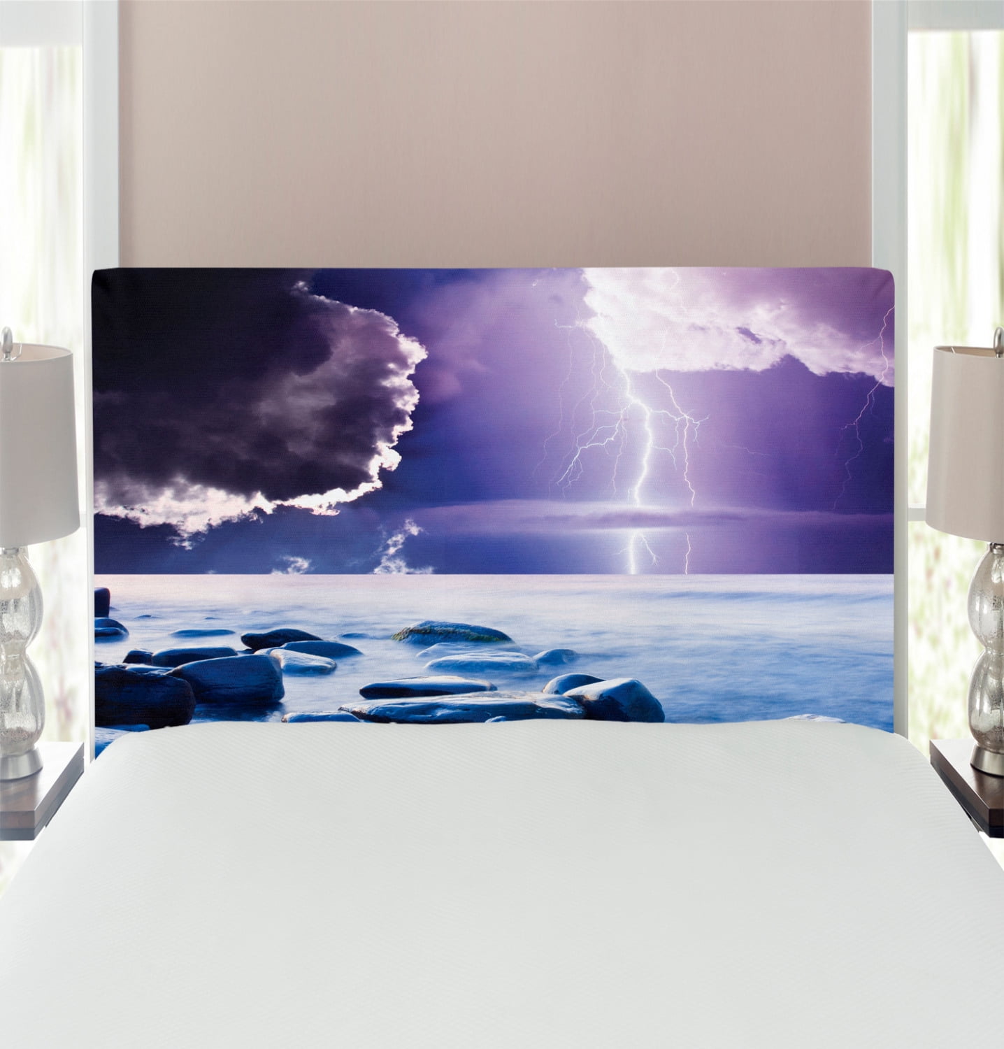 Nature Headboard, Dark Ominous Rain Clouds with Mystic Sky Scenery with ...