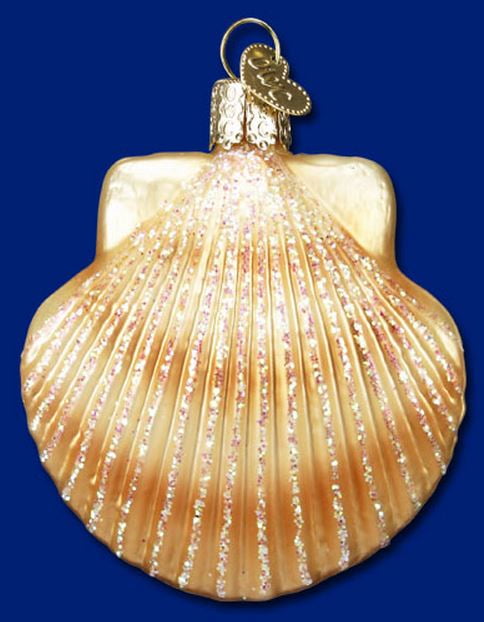 Old World Christmas Clam Shell Beach Glass Ornament 12179 Decoration ...