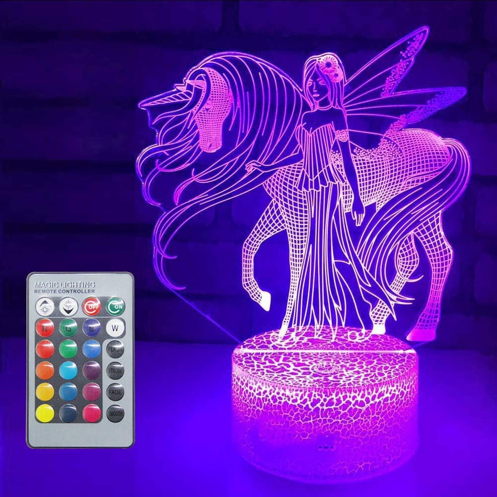 YSITIAN Unicorn Sprite Night Lights 3D LED Optical Illusion Light Lamps ...