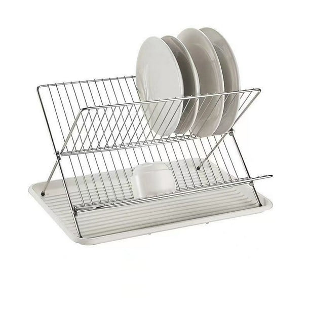 X-Shaped Collapsible Draining Dish Rack with Drainboard,Stainless Steel ...