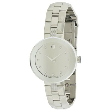 Movado Women's Diamond 34mm Steel Bracelet Case Sapphire Crystal Quartz ...