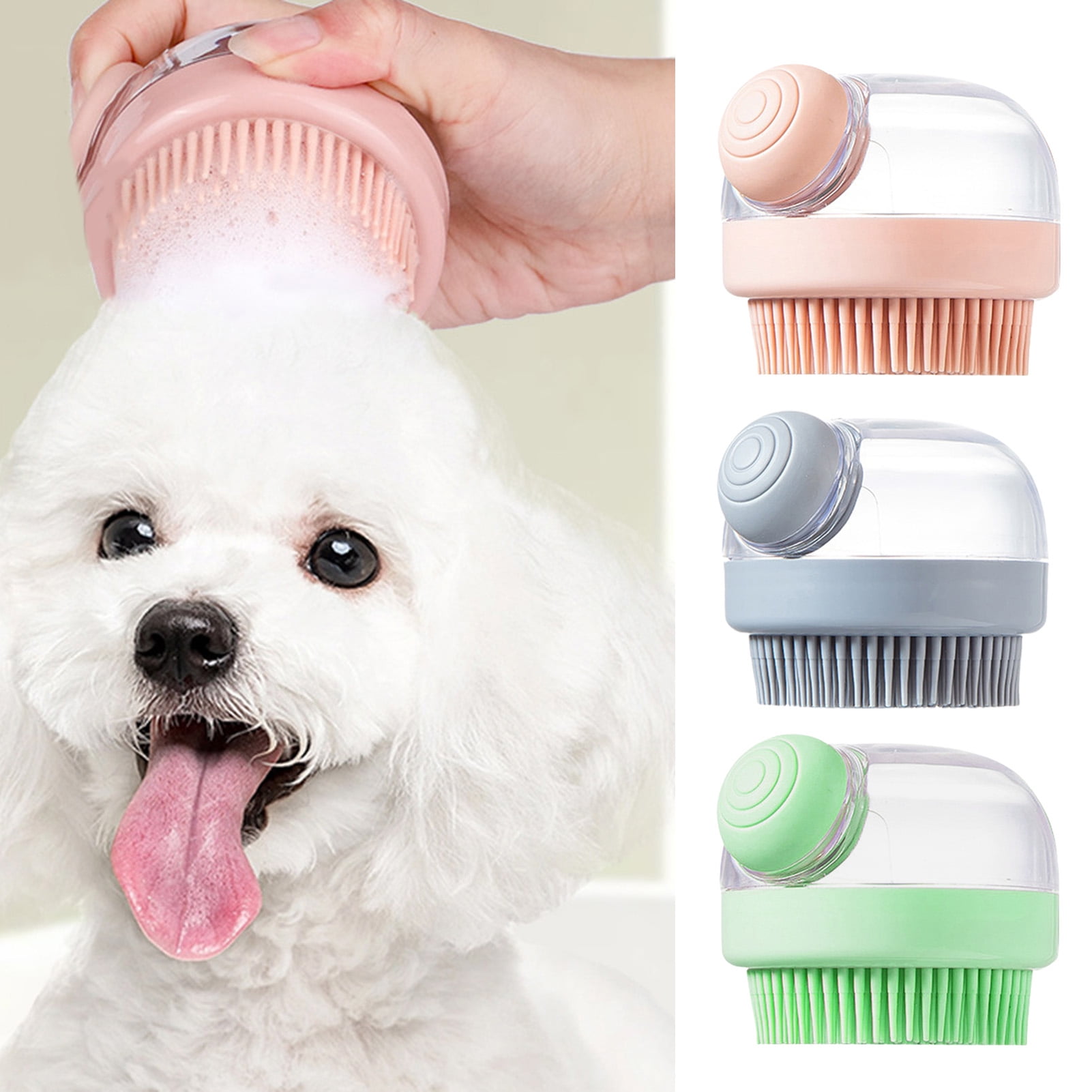 Waroomhouse Pet Bath Brush Fine Foaming Soft Bristle Comfortable Grip ...