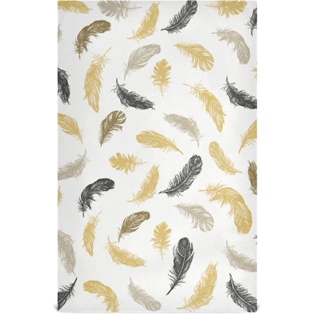 Beautiful Gold Pseudo Glitter Effect Feathers Dish Rag 28x18 Inch ...