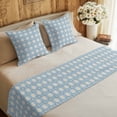 Bed Runner for Cal King Size Bed, Blue Plaid 3 Pcs Bedding Runner Set ...