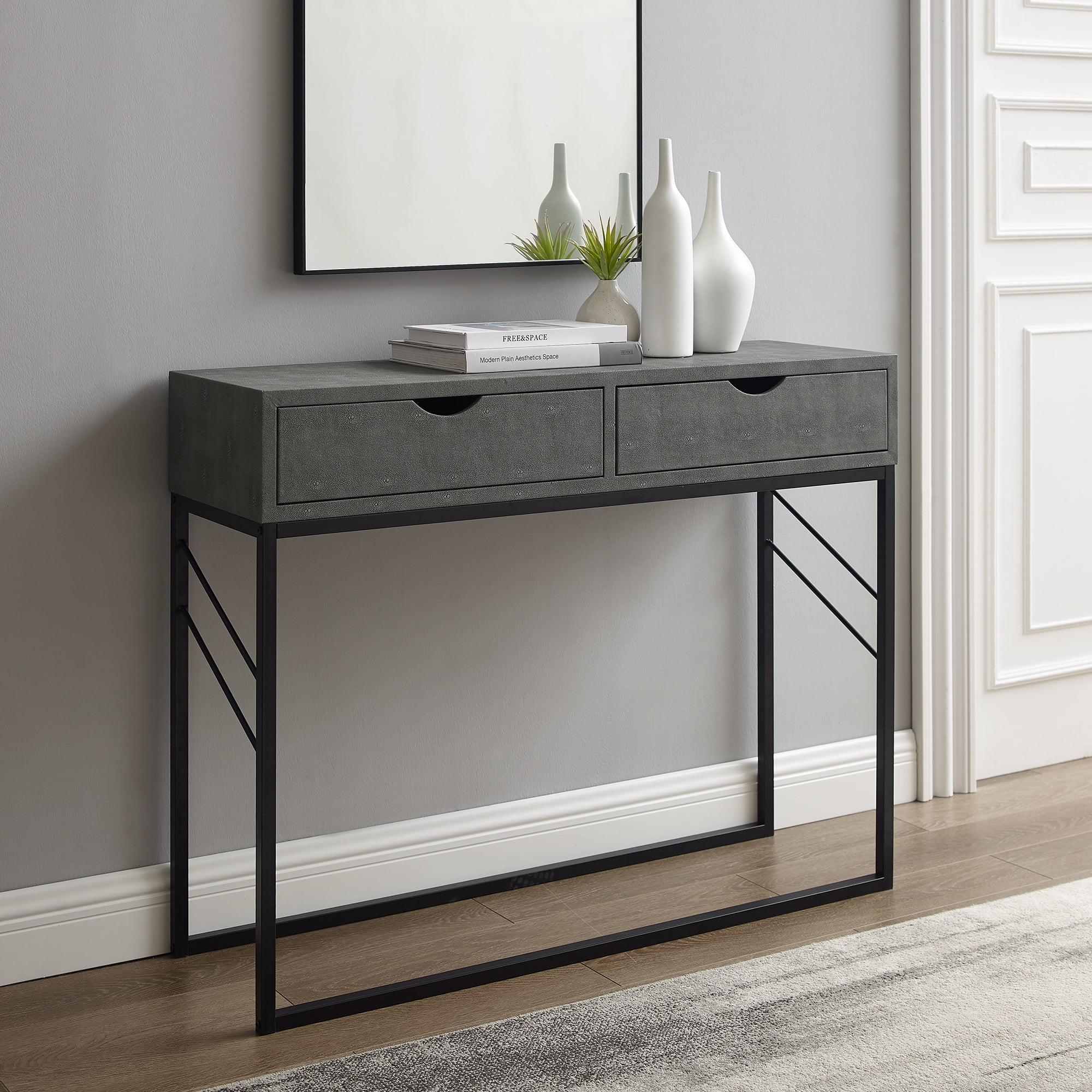 Manor Park Modern Metal Entryway Table, Gray/Black - Walmart.com