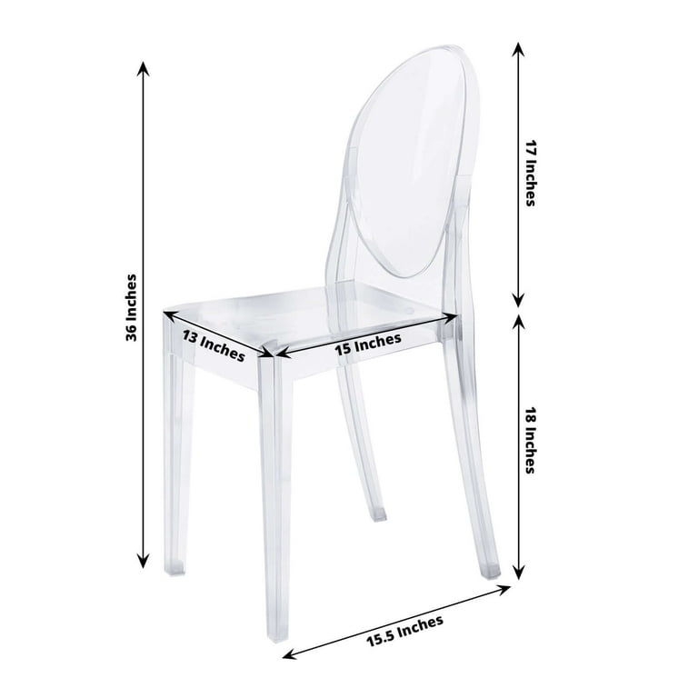 Efavormart 4 Pack Clear Acrylic Oval Back Banquet Ghost Chairs Fully Assembled Stackable Transparent Armless Accent Chairs