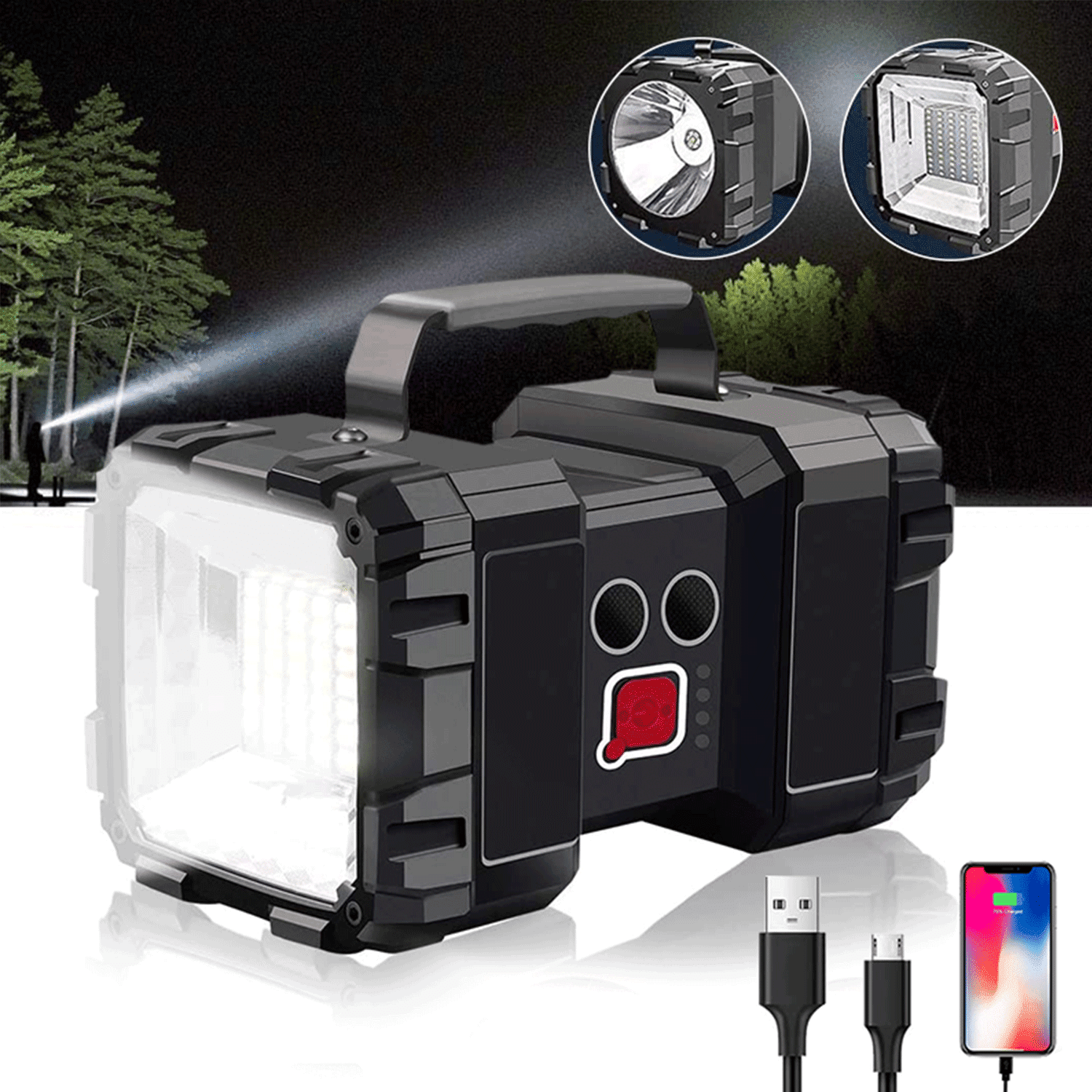 Adelante Rechargeable Flashlight, 1200LM Portable Handheld Spotlight ...