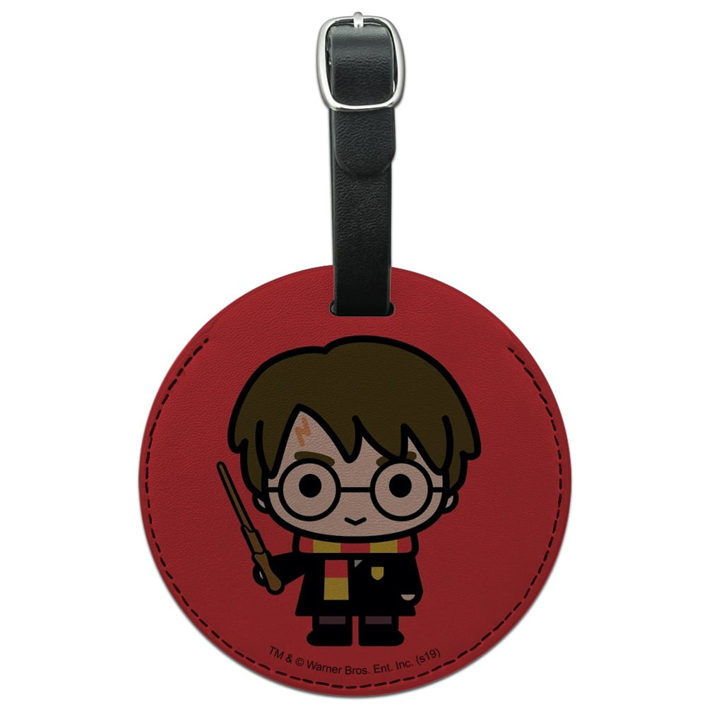 Harry Potter Cute Chibi Character Round Leather Luggage Card Suitcase ...