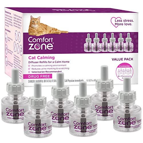 Comfort Zone Cat Calming Diffuser Refill, 48 ml-6 Pack, 180 Day Use ...
