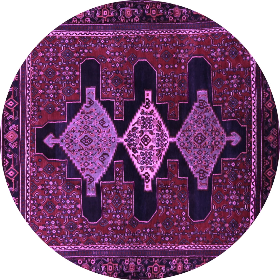 Ahgly Company Indoor Round Persian Purple Traditional Area Rugs, 6 ...