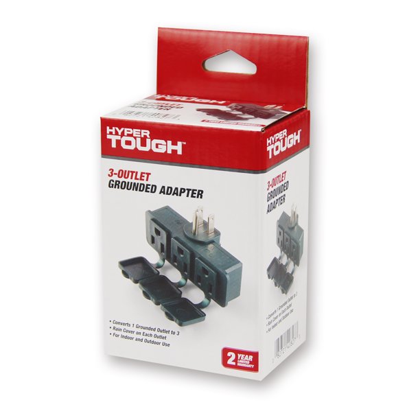 Hyper Tough Indoor/Outdoor 3 Grounded Outlet Wall Adapter with Safety ...