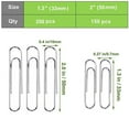 500 Pack Smooth Silver Steel Paper Clips Medium & Jumbo (1.3" & 2 ...