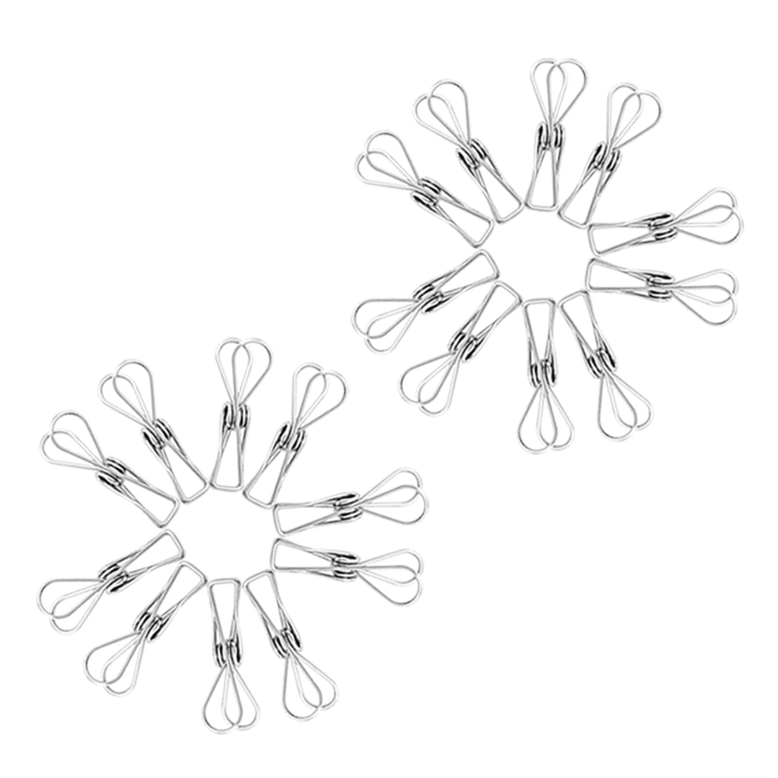 Stainless Steel Clothes Pins Metal Hook Clips Bathroom Laundry Window ...