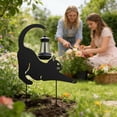 Black Cat Garden Decor with Solar Light Lantern - Outdoor Solar Lights ...